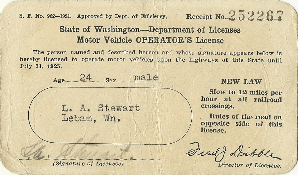 Washington State driver’s licenses history – Danny's License Plates