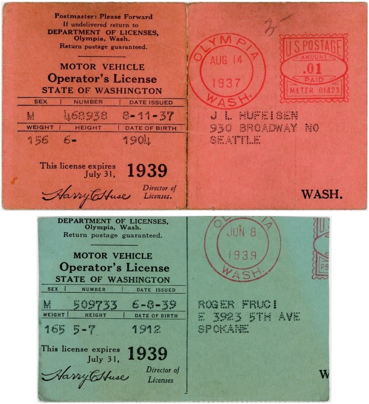 Washington State driver’s licenses history – Danny's License Plates