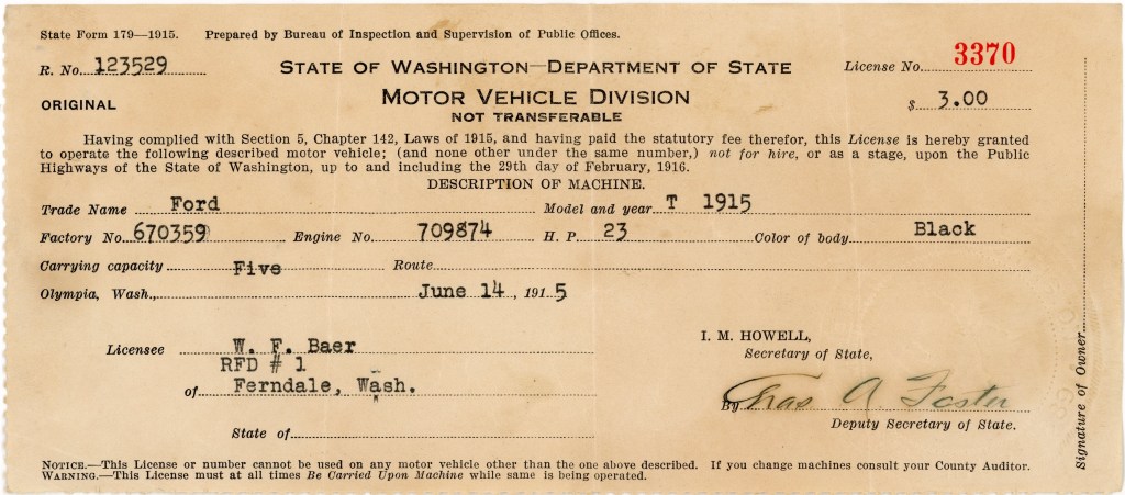 Vintage Washington State vehicle registration cards – Danny's License ...