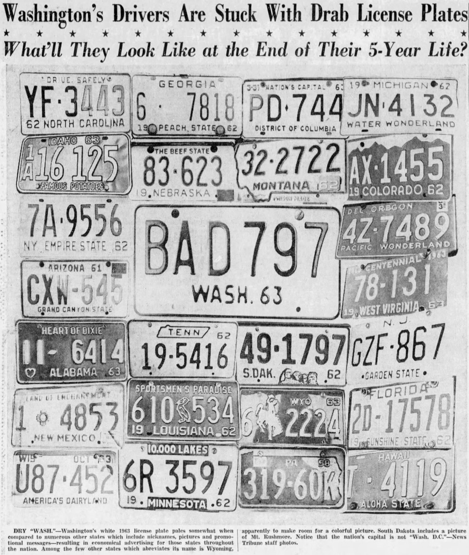 A State or a Laundromat? The WASH 63 License Plate Controversy – Danny ...
