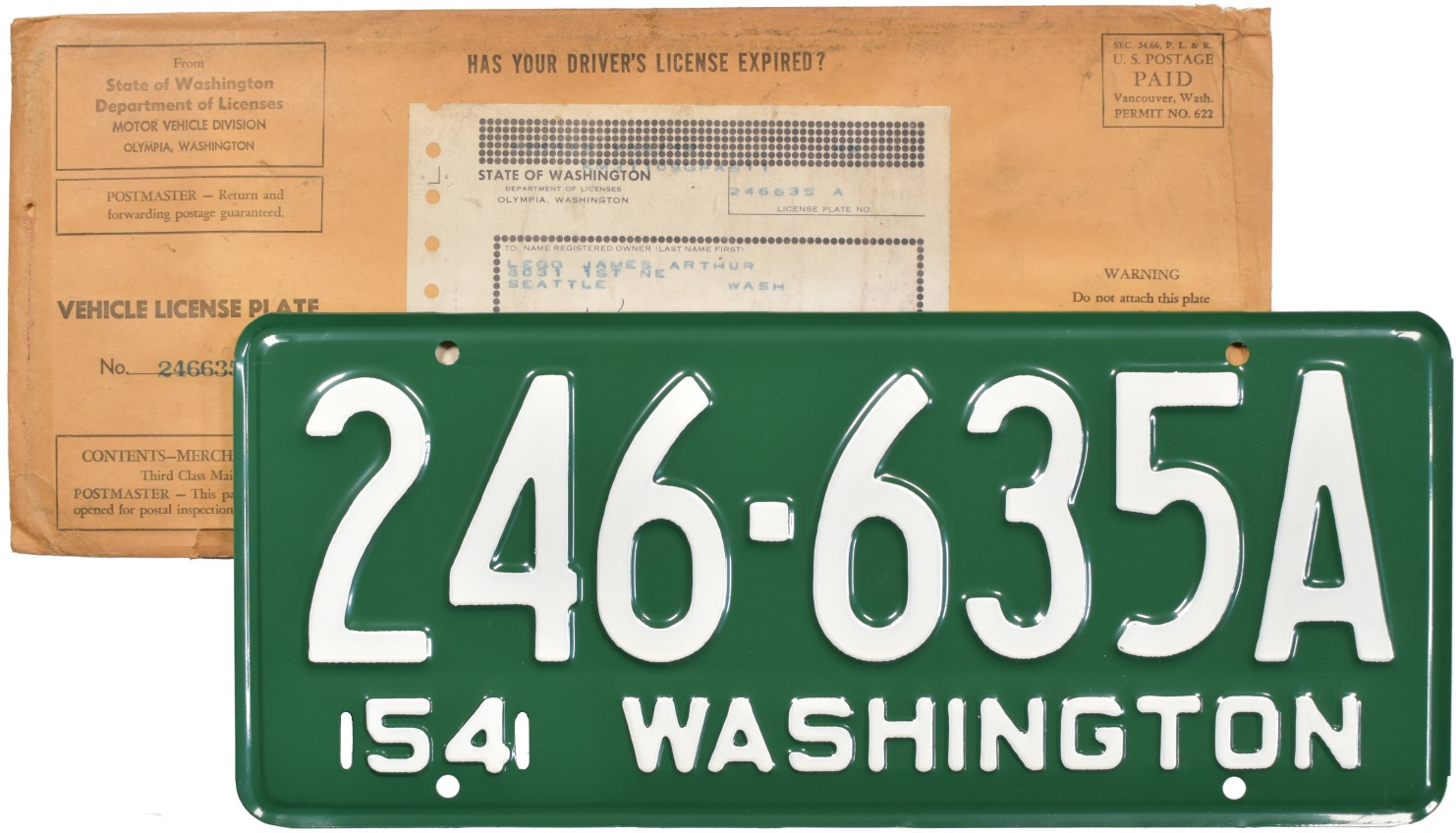 Washington’s 1954 Single-plate Debacle – Danny's License Plates