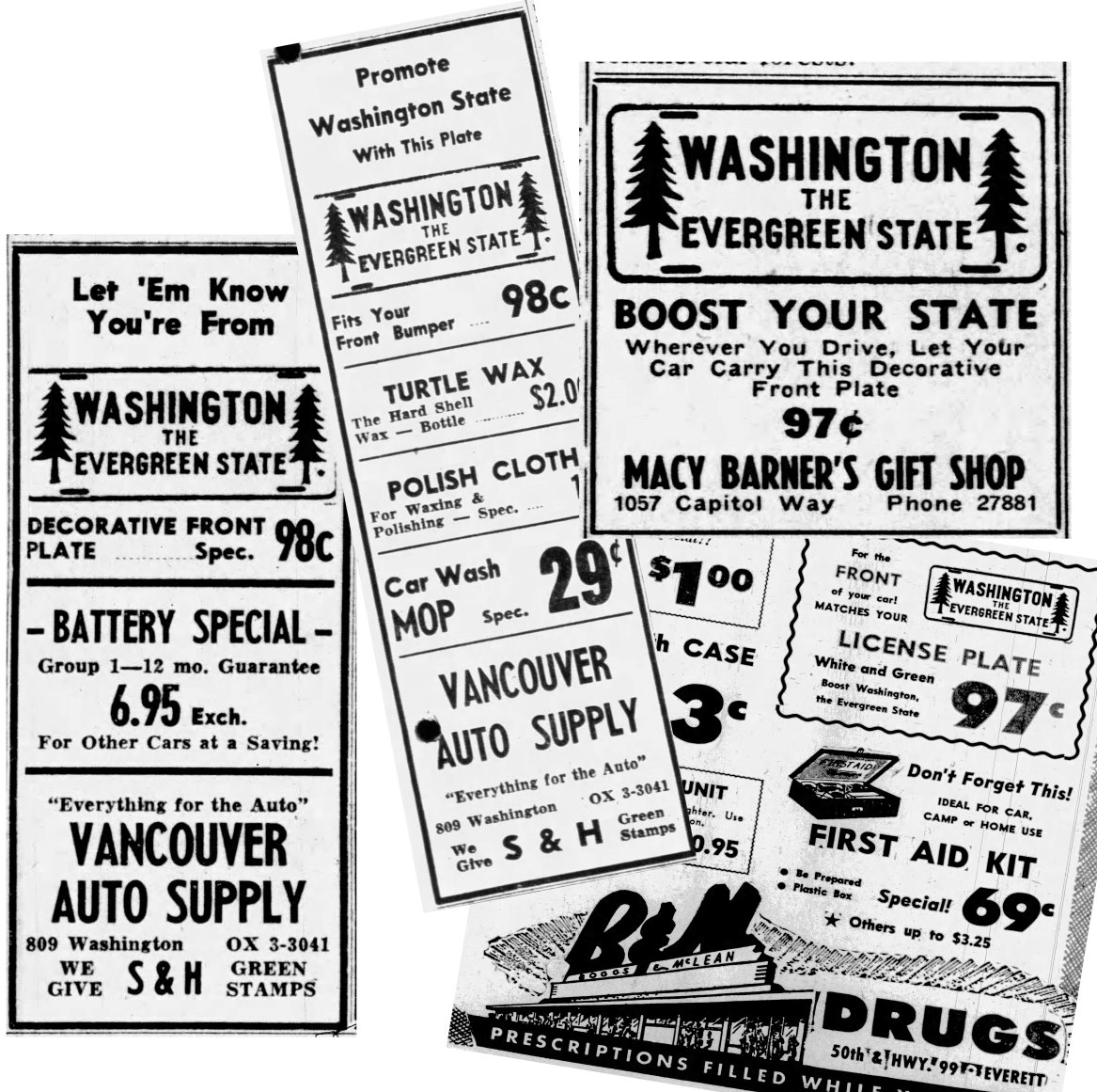 Washington’s custom front license plates of 1954 – Danny's License Plates