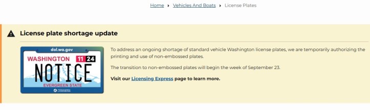 Flat License Plates in Washington – Danny's License Plates